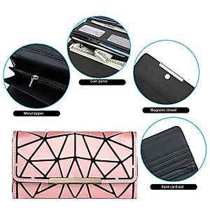 bovoid Wallets for Women Tote Bag Geometric Handbags Luminous Ladies Wallets and Messenger Bags Holographic Shoulder Bags(flash)