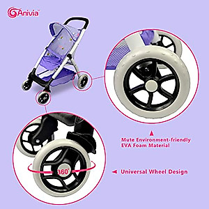 Baby Doll Stroller for 18 inches American Girl Dolls with Multi Function. (DA422-PURPLE)…