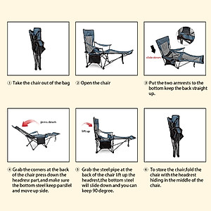 Seatopia Camping Recliner Camping Lounge Chair, Backpacking Folding Chair with Headrest, Footrest and Storage Bag for Outdoor Camping, Beach, BBQ, 330lbs Weight Capacity
