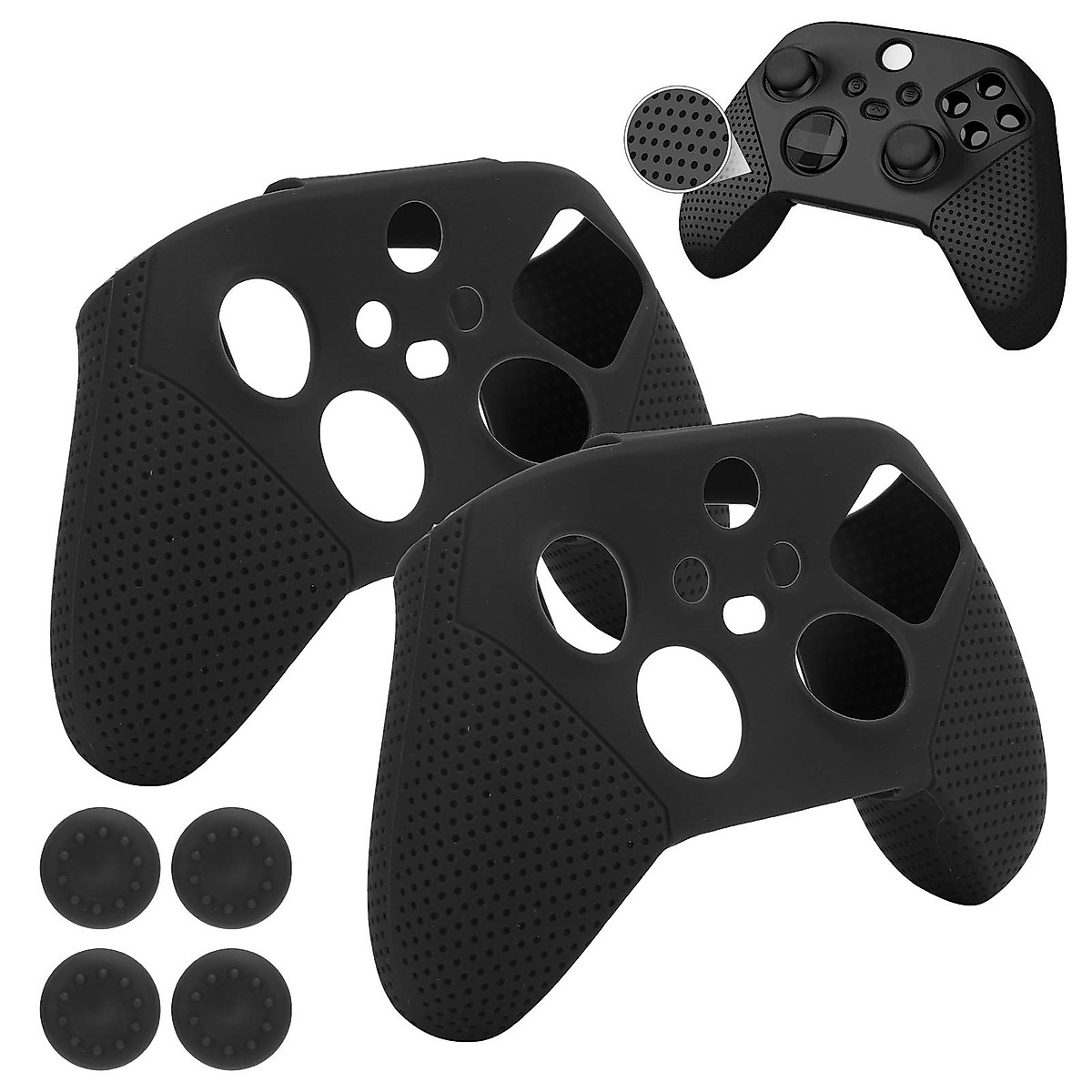 Game Handle Case, Silicone Skin Silicone Protection Case, Prevent Skidding Easy to Install and Remove Travel Home for Xbox Gamers(Black)