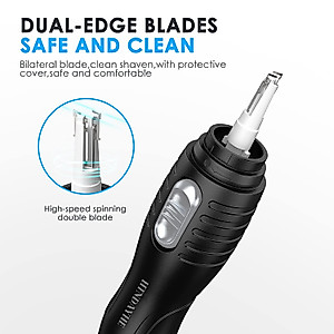 HTNDAYHE Ear and Nose Hair Trimmer for Men and Women, Nose Hair Clippers, Facial Hair Trimmer with Dual Edge Blades, Easy to Clean Nose Trimmer (Black)