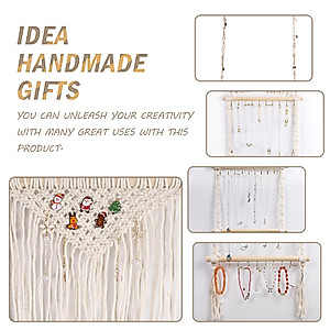 Teniinet Hanging Jewelry Organizer, Boho Macrame Necklace Hanger Wall Mounted with 30 Hooks,Door Hanging Jewelry Holder with Tassel for Necklaces Display Organizer(Necklace Holder)