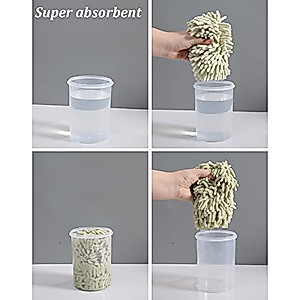 4 Pack Chenille Hand Towel with Hanging Loops, Soft Absorbent Microfiber Embroidery Hanging Hand Towels Plush Quick-Drying Chenille Ball Hand Towels for Bathroom Kitchen (Light Green + Beige)