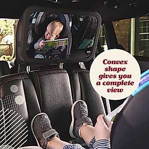 Lusso Gear Baby Backseat Mirror for Car. Largest and Most Stable Mirror with Premium Matte Finish, Crystal Clear View of Infant in Rear Facing Car Seat - Secure and Shatterproof (Tan)