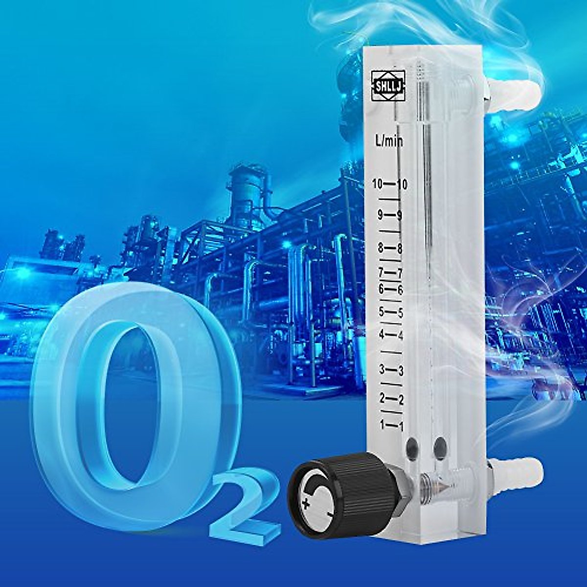 LZQ-7 Flowmeter 1-10 LPM, Air Flow Meter with Control Valve Acrylic Oxygen/Air/Gas Flowmeter Measurement Tools