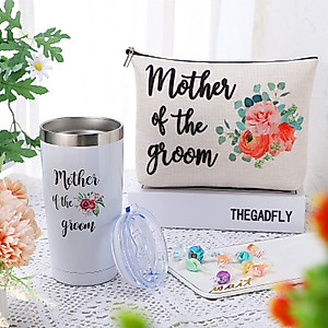 Vesici Mother of the Bride Gift Mother of the Groom Mug Mother of the Bride Makeup Bags Personalized Wedding Gifts for Mom Engagement Announcement Party (White, Mother of The Bride)