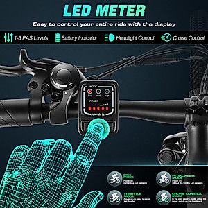 Vivi Electric Bike for Adults 26 Inch 500W Ebike for Adults Removable 48V Battery, Electric Mountain Bike 21 Speed Gears, Electric Bicycle 50 Miles/Pedal Assist