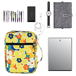 HuiJuKeJi Floral Bible Cover with Bookmark and Sided Pocket, Protective Carrying Church Bag Bible Case for Women, Fits for Standard Size Bible, Perfect Gift for Girls Kids,10.6 * 7.48 * 2.16inch