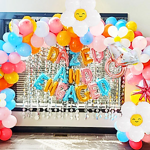 JeVenis Dazed and Engaged Bachelorette Decorations 70s Retro Disco Groovy Bachelorette Party Decoration Daisy Groovy Balloon Bridal Shower Party Backdrop Ring Balloon
