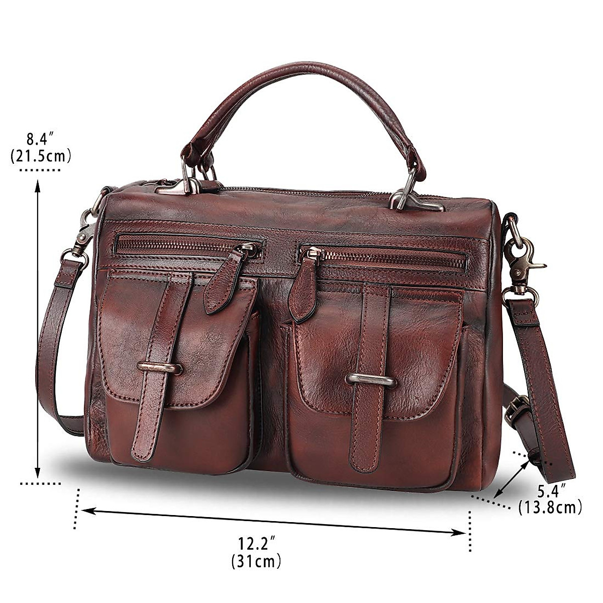 IVTG Genuine Leather Satchel Purse for Women Vintage Handmade Top Handle Bag Crossbody Handbags