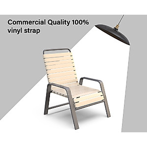 LIUDA 2" x20' ft Vinyl Straps for Outdoor Furniture Replacement Patio Lawn Furniture Repair Strap Strapping Matte Finish (Driftwood) + 20 Free Rivets