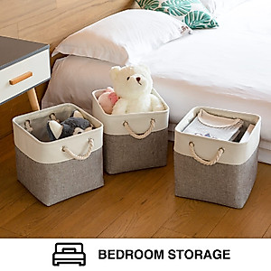 Oterri 6 Pack Foldable Storage Cubes, 13x13 Inch Fabric Bins, Decorative Storage Baskets for Home, Shelves, Nursery Organizers, Grey/White