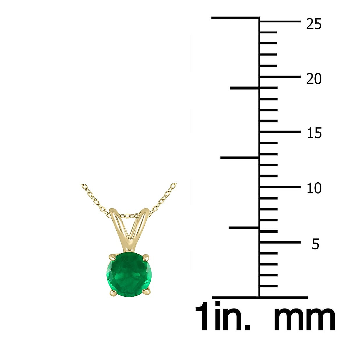 SZUL 4mm Round Emerald Pendant in 14k Yellow Gold