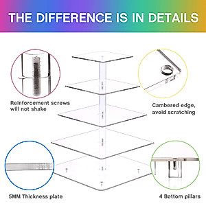 4 Tier Shelf Cake Pop Stand (Yellow) +5 Tier Premium Cupcake Holder – Acrylic Cupcake Tower Display – Cady Bar Party Décor – Acrylic Display for Pastry Weddings, Birthday (Colorful)