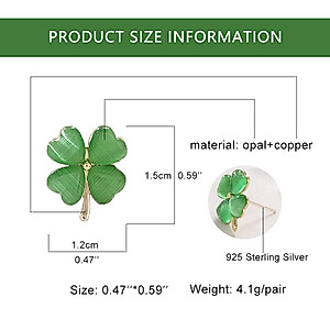 ALoveSoul Four Leaf Clover Earrings Sterling Silver Stud Earrings for Women St Patricks Day Party Accessories Decorations