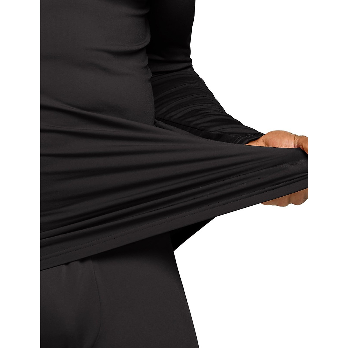 TSLA Men's Thermal Underwear Set, Microfiber Soft Fleece Lined Long Johns, Winter Warm Base Layer Top & Bottom, Soft Micro Fleece Fly-front Black, X-Large