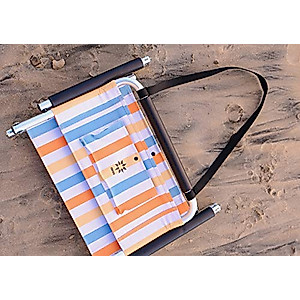 2 Pack of Neso Lightweight Water Resistant Beach Chairs with Shoulder Strap and Slip Pocket - Folds Thin (Vintage Stripes)