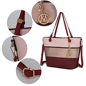 MKF Collection Tote Satchel Handbag for Women, Wristlet Wallet Set – PU Leather Bag – Top Handle Shoulder Purse