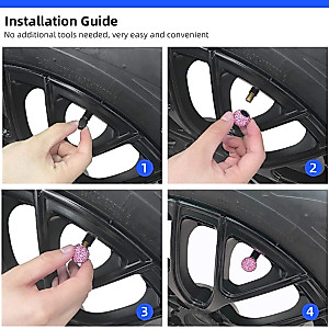 Kewucn 4 PCS Car Tire Valve Stem Caps, Handmade Dustproof Crystal Rhinestone Auto Stem Air Cap Cover, Attractive Vehicle Exterior Accessories, Universal for Car Truck Motorcycle Bike (Light Purple)