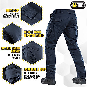 Aggressor Flex - Tactical Pants - Men Cotton Cargo Pockets (Navy Blue, W32 / L36)