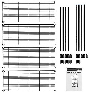 ZENY 4-Shelf Adjustable, Heavy Duty Storage Shelving Unit, Steel Organizer Wire Rack, Storage Rack with Leveling Feet for Kitchen Office Garage
