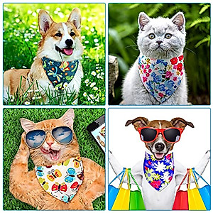 30 Pack Spring Summer Flower Dog Bandanas Bulk Soft Triangle Dog Scarfs Polyester Bandana PET Costume Cute Triangle Scarf Bibs with Flowers Patterns for Small Medium Large Pets