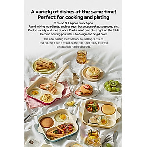 Roichen BESPOKE BRUNCH PAN, EGG PAN, CERAMIC PAN, OVEN AVAILABLE(5 colors available, Handle is not included - sold seperately)… (blue green)