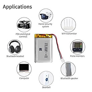 EEMB Lithium Polymer Battery 3.7V 1800mAh 963450 Lipo Rechargeable Battery Pack with Wire JST Connector for Speaker and Wireless Device- Confirm Device & Connector Polarity Before Purchase(1)