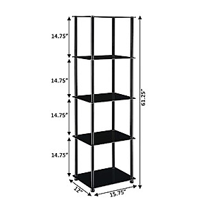 Convenience Concepts Designs2Go Classic Glass 5 Tier Tower, Black Glass