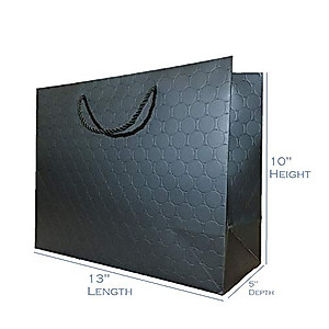 MODEENI Large Black Gift Bags with Handles for Presents 13x5x10 Luxury Boutique Bags 12 Pack Black Paper Shopping Bag