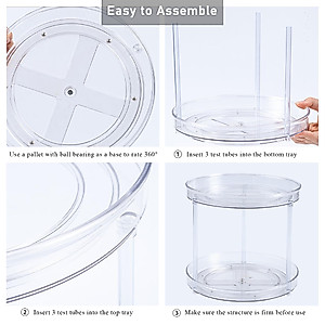 YTXXDEUS 2 Tier Lazy Susan Bathroom Organizer,10.6 Inch Clear Spice Rack Turntable for Kitchen Cabinet, Perfume Organizer for Vanity, 360 Rotating Tiered Tray for Cupboard, Pantry, Bathroom, Table