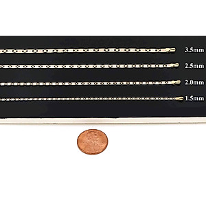 10K Tri Color Yellow, White, Rose Gold Flat Anchor Chain 2.5MM 18" to 24" (22)