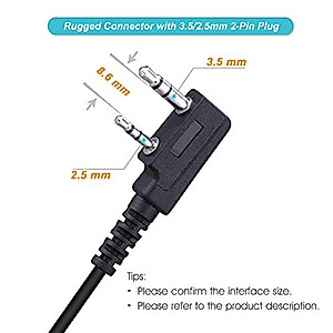 COMMIXC (2 Pack) Walkie Talkie Headset, 2-Pin 3.5mm/2.5mm in-Ear Walkie Talkie Earpiece with PTT Mic, Compatible with Kenwood Bao Feng Two-Way Radios