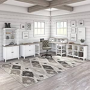Bush Furniture Mayfield 6 Cube Bookcase in Shiplap Gray/White - Engineered Wood