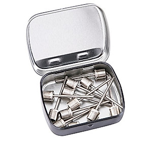 Mini Skater Stainless Steel Ball Pump Pins Inflation Needles with Tin Box Replacement for Basketball Football Rugby Soccer Volleyball Bike Electric or Hand Pump, 12Pcs
