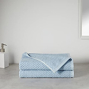 Amazon Basics Odor Resistant Textured Bath Towel, 30 x 54 Inches - 2-Pack, Light Blue