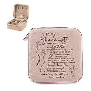 To My Granddaughter Jewelry Box, Gifts from Grandma, Granddaughter Birthday Sunflower Box, Christmas Graduation Valentine Idea For Granddaughter, Case for Earring Ring Necklace, Brides Wedding Gifts