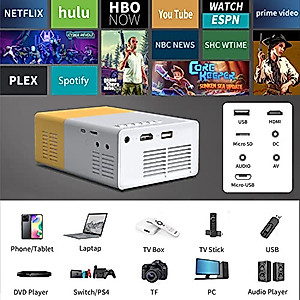 Zemeollo Mini Home Projector, Portable Projector 1080P Full HD Supported 6500 Lumens,120" Home Theater Video Projector,Native 720P HD Movie Projector for iOS/Android/TV Stick/HDMI/USB/AV Interface