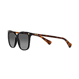 Ralph by Ralph Lauren Women's RA5293 Square Sunglasses, Shiny Black/Polarized Gradient Brown, 56 mm