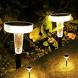 GreenClick Solar Pathway Lights, 2 Pack Bright Solar Lights Outdoor Waterproof IP65 Auto On/Off Solar Outdoor Lights Solar Powered Landscape Lights Decorative for Path Garden Driveway Yard(Warm White)