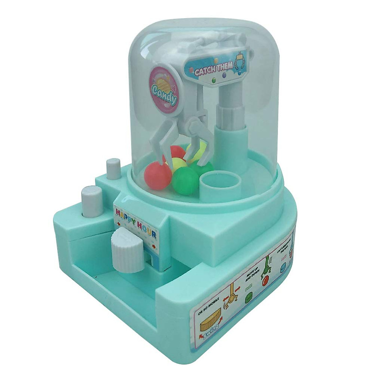 NUOBESTY Mini Candy Catcher Grabber Catcher Claw Machine Toy Crane Catch Toy Mini Grabber Arcade Game Ball Machine No Battery Required for Kids