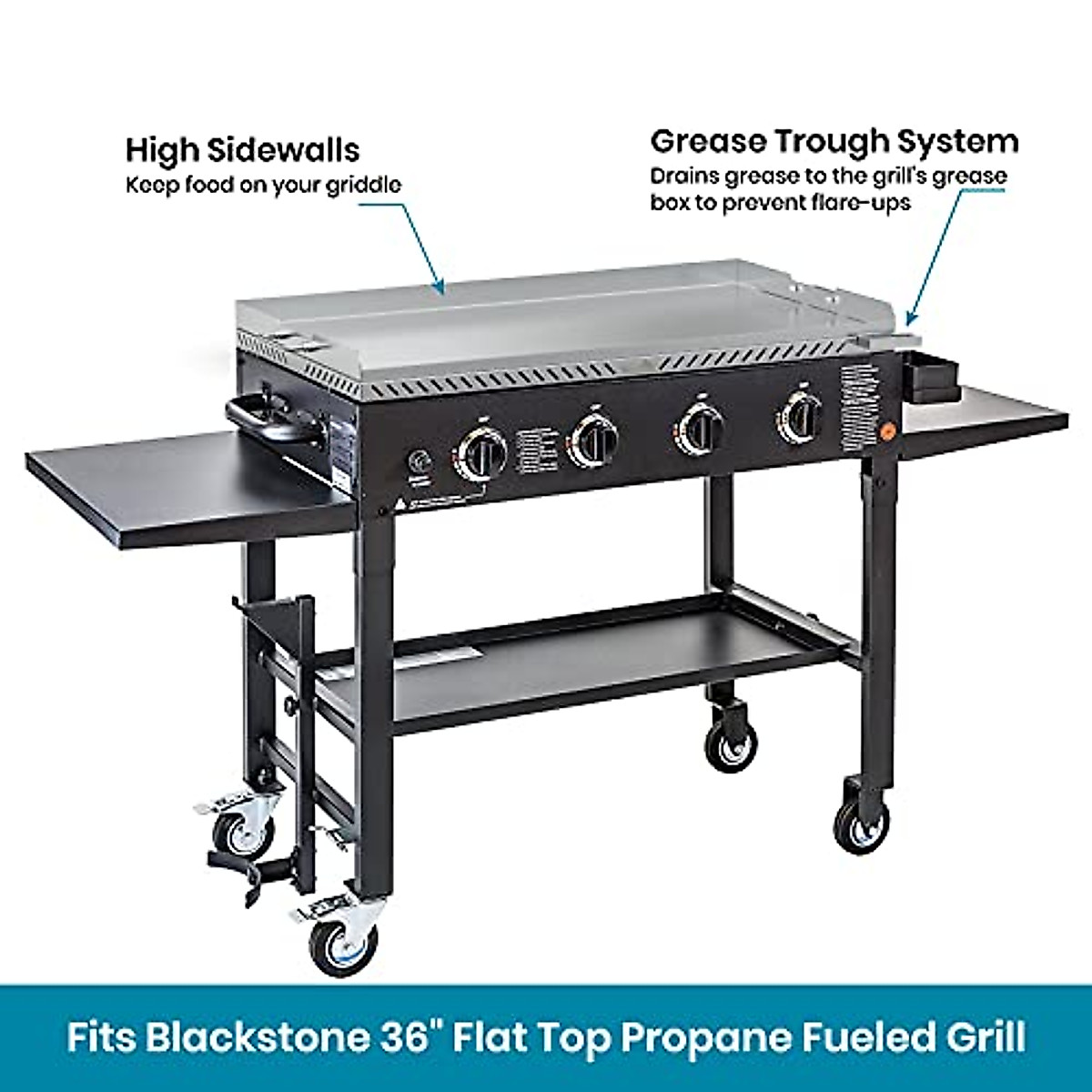 Stanbroil Stainless Steel Flat Top Gas Grill Griddle for Blackstone 4 Burner Propane Fueled Grill Front Grease Management System - 36 Inches