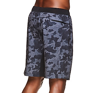 Gaiam Men's Yoga Shorts - Athletic Gym Running and Workout Shorts with Pockets - Karma Ebony Camo, Medium