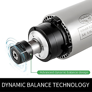 CNC Spindle Motor Kits, 220V 2.2KW Φ80mm Air Cooled Spindle CNC Spindle CNC Motor + 2.2KW VFD+Φ80mm Clamp Mount + Collet kit ER20+ Drill bits+ Wires for CNC Router Machine