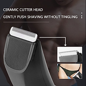 KEMEI 3208 Body Hair Trimmer, Electric Groin Trimmers for Men, Replaceable Electric Cordless Ball Hair Trimmer Shaver, Multi-Function Body Groomer Set Pubic Trimmers with Washable Blade