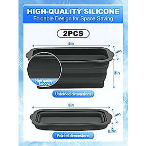 ANPHSIN 2pcs Silicone Grease Cup Liners for Blackstone, Reusable Foldable Grill Drip Pan Liners, Grease Catchers Trays Compatible with Blackstone 36/30/28/22/17inches Griddle (Black 8 x 4 x 3 in)