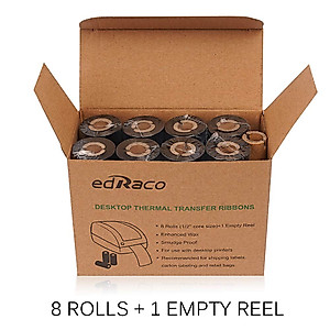 Desktop Thermal Transfer Ribbons -Enhanced Wax, 8 Rolls, 4.33" x 244'/110mm x 74m for Zebra Desktop Printer