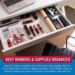 VELCRO Brand ONE-WRAP Cable Ties, 100Pk, 8 x 1/2" Black Cord Organization Straps, Thin Pre-Cut Design, Wire Management for Organizing Home, Office and Data Centers