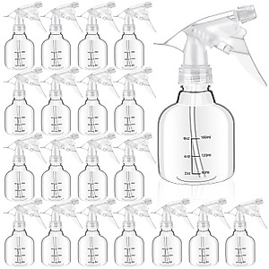 Worldity 24 Pcs Empty Plastic Spray Bottles 8 oz, Clear Spray Bottles, Mini Spray Bottles with Measurement Adjustable Nozzle, Refillable Spray Bottles for Hair Plant Kitchen Bath