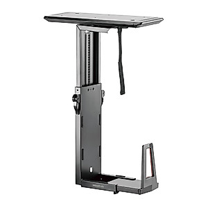 Mount-It! CPU Under Desk Mount Bracket, Height Adjustable Heavy Duty Computer Tower Desk Mount with Sliding Track, 44 lbs Weight Capacity, Adjustable Width and 360° Swivel Easy Cable Access, Black